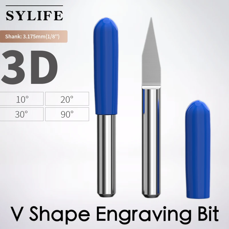 10Pcs-V-Shape-Flat-Bottom-Carbide-PCB-Engraving-Bits-3-175mm-CNC-Router ...