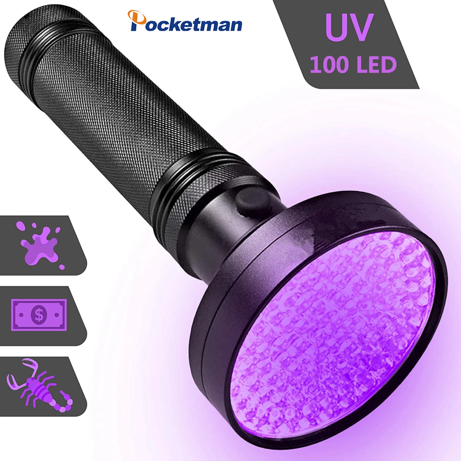 UV Flashlight 21/51/100 LED UV Light 395 nm UV Flashlights Ultraviolet ...