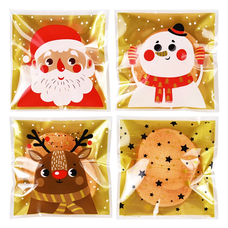 100pcs-Christmas-Candy-Cookie-Bag-Cartoon-Santa-Claus-Plastic-Biscuit ...