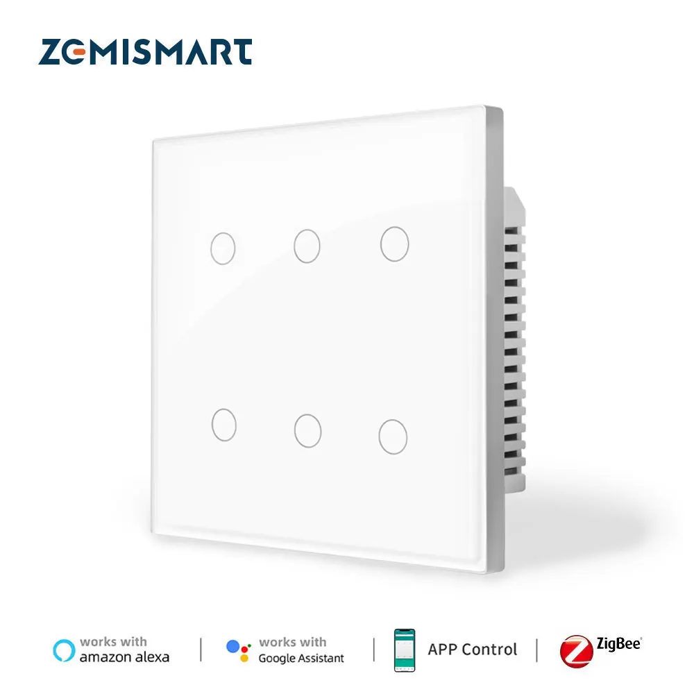 Zemismart Tuya Zigbee 6 Gang Touch Wall Light Switch 4x4 with Neutral ...