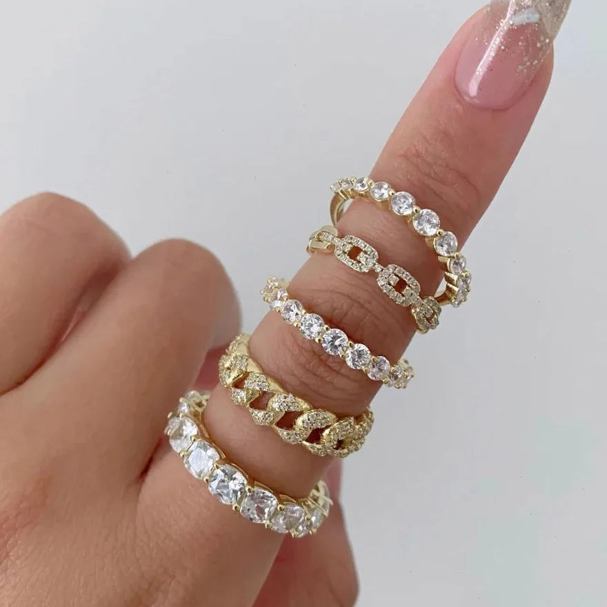 Cuban Link Ring Women | Hop Cuban Link Chain Ring | Zirconia Hip Hop ...