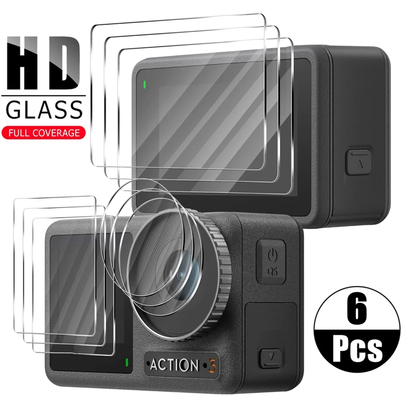 For DJI Osmo Action 3 Tempered Glass Front Rear Screen Protector Lens ...
