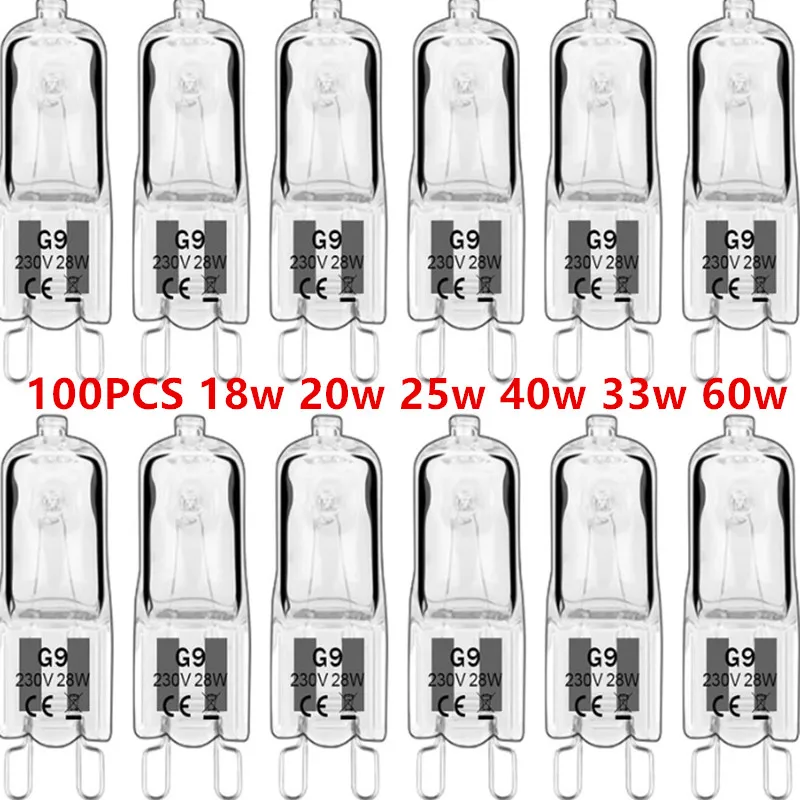10/50/100 Uds G9 18W 20W 25W 40W 60W 220V bombillas halógenas ...