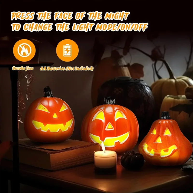 2025 Giant Glowing Halloween Pumpkin Decor LED Light Up Jack-o-Lantern ...