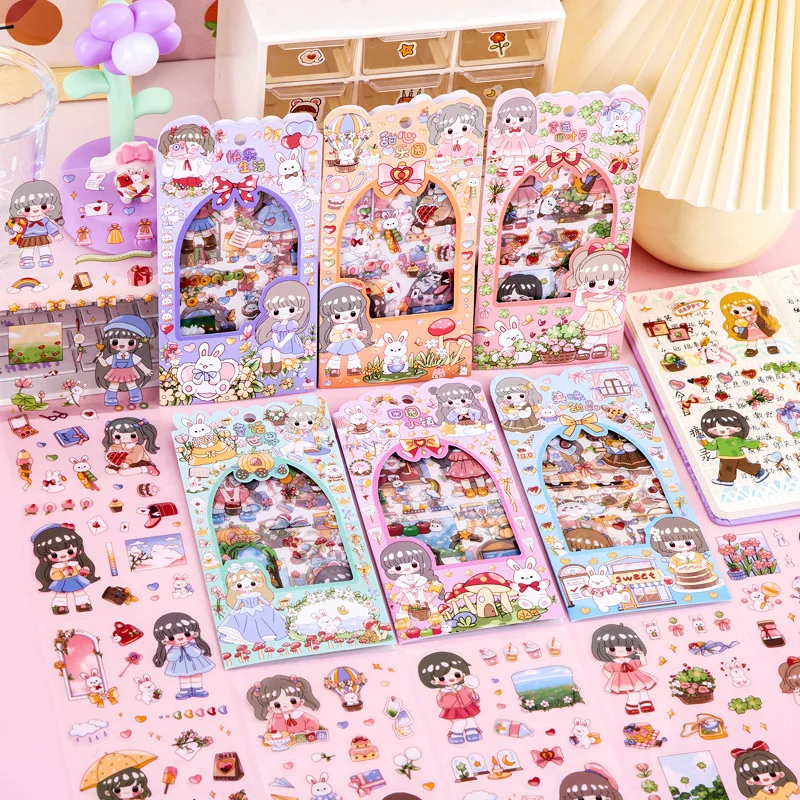 4pcs-pack-Cartoon-Girl-Decorative-stickers-cute-diy-material-sticke ...