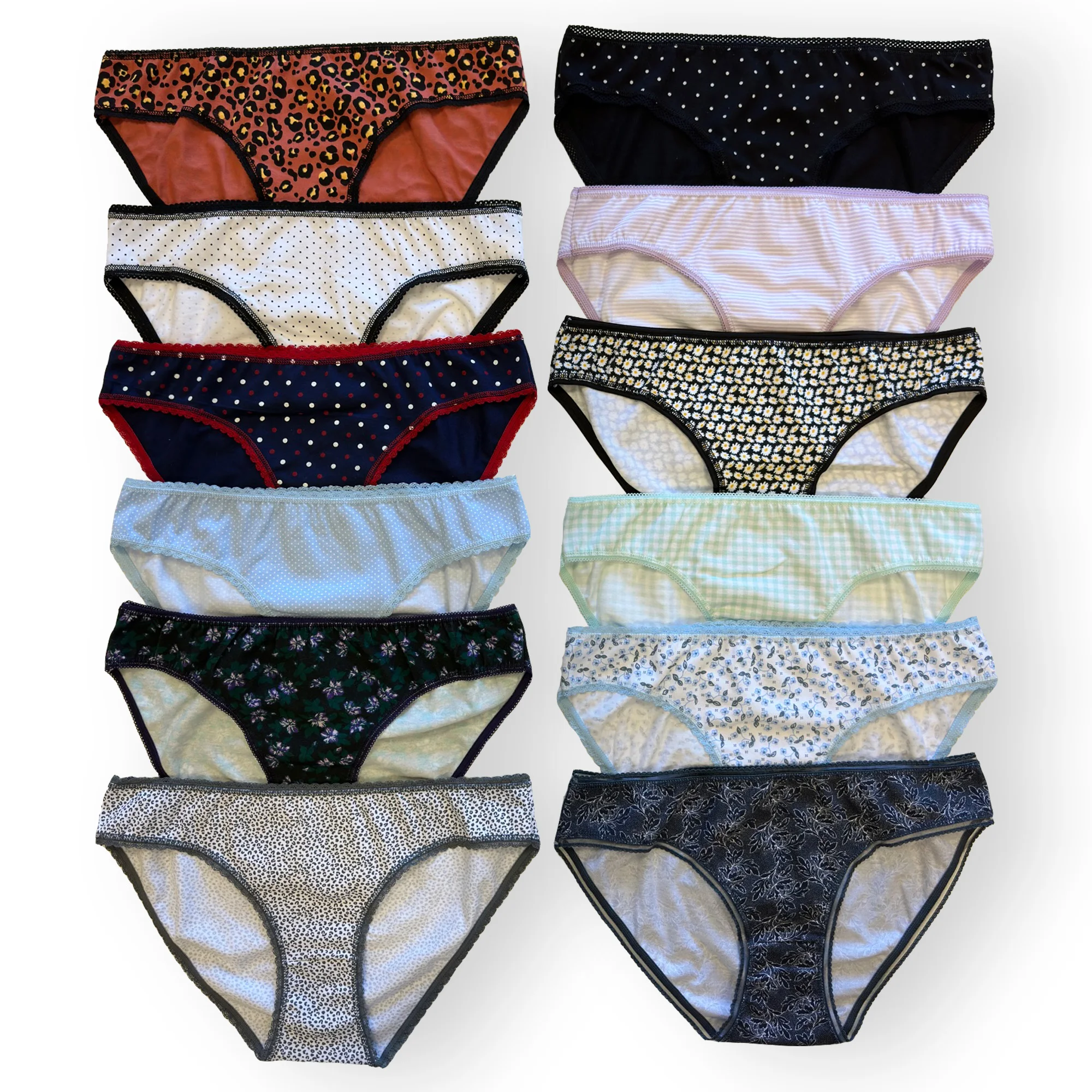 Pack-12-Bragas-Mujer-Algod-n-El-stico-Cintura-Media-Ropa-Interior-C ...