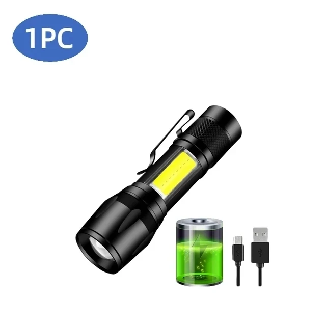 Powerful XHP50 Flashlight Portable Mini LED Torch USB Rechargeable Hat ...