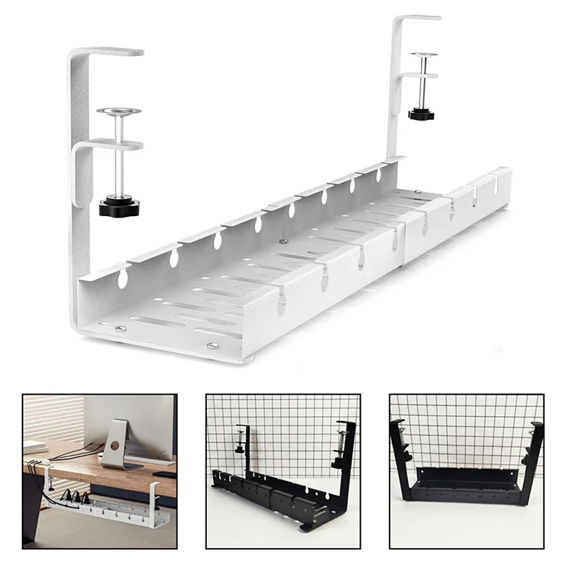 Under-Desk-Cable-Management-Tray-Expandable-Socket-Storage-Rack-Shelf ...