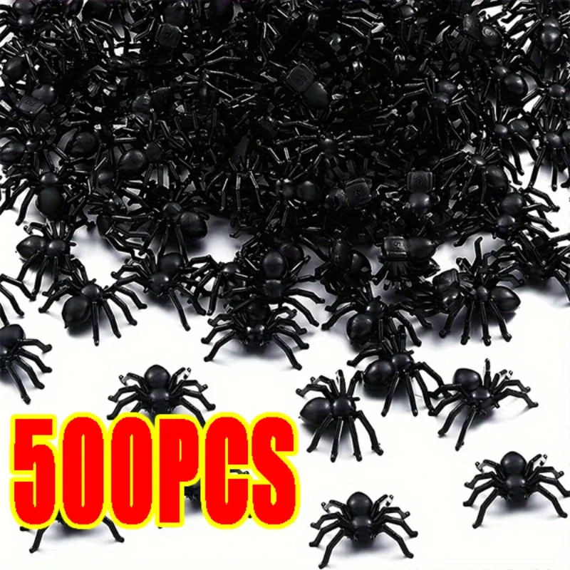 50/100pcs Halloween Black Spiders Small Luminous Plastic Spider ...