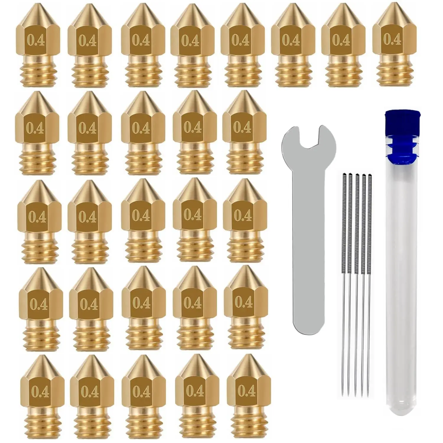 34PCS-Mk8-Nozzle-Set-3D-Printer-Extruder-Nozzles-0-3mm-0-4-mm-Brass ...