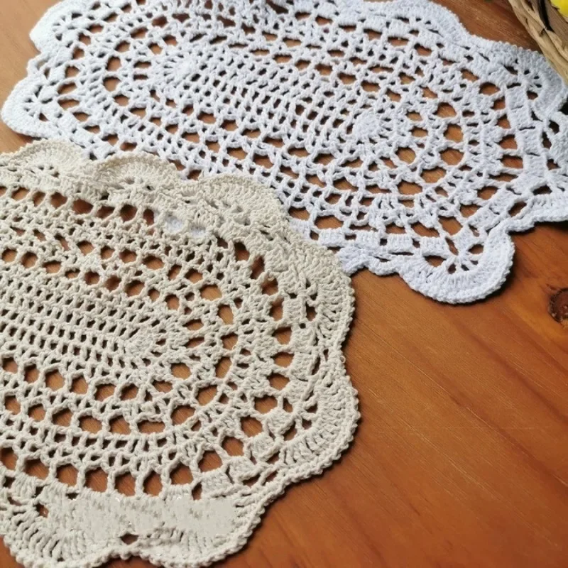 Vintage-Oval-Table-Cloth-Handmade-Crochet-Coaster-Placemat-Tablecloth ...