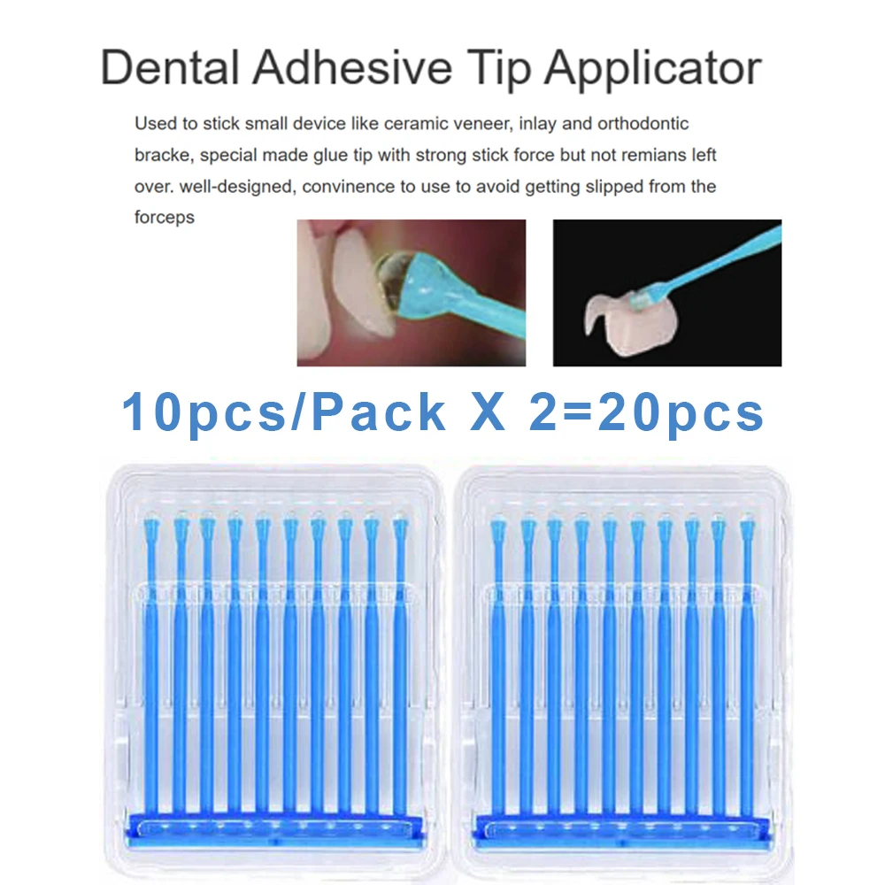 20pcs Dental Adhesive Tips Applicators Holder Sticky Stick Teeth Veneer ...