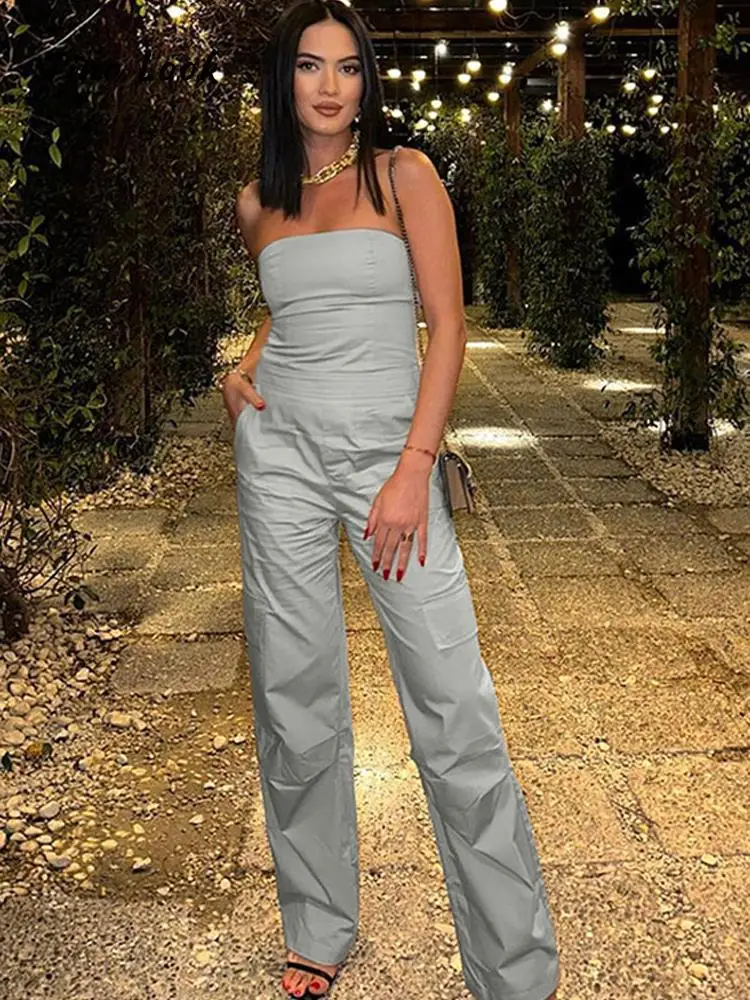 Monos de moda con hombros descubiertos para Mujer, body largo liso con ...