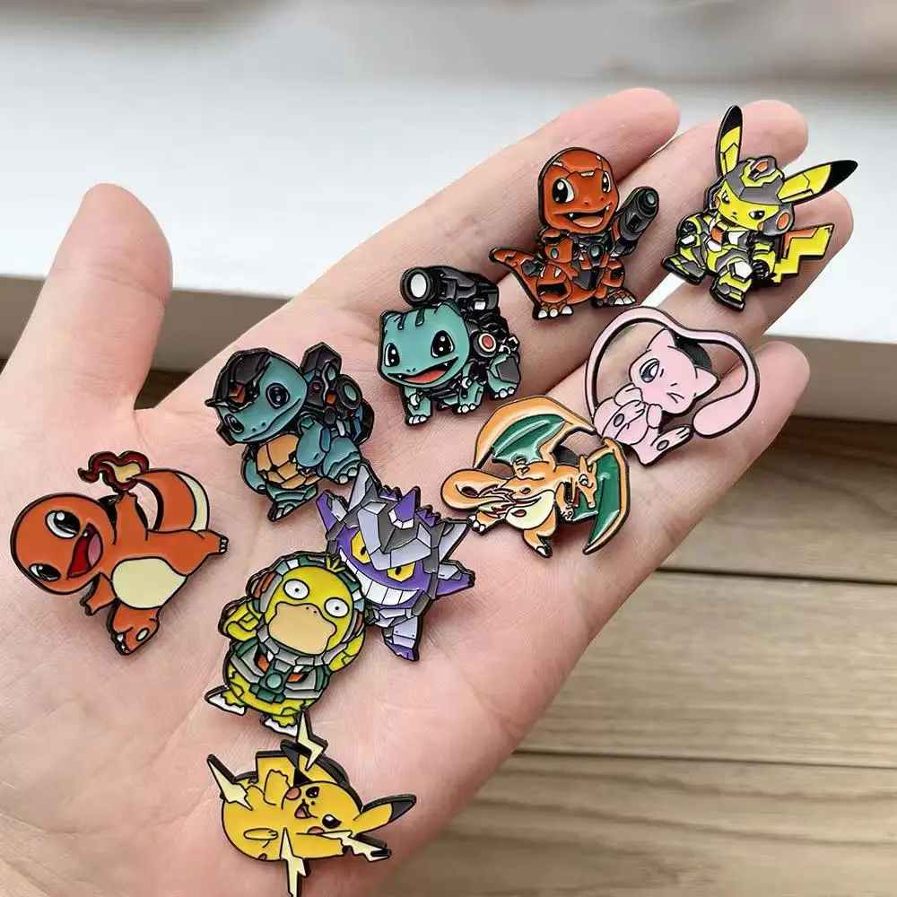 10 PCS Unisex Pokemon Lapel Pins Set Cartoon Armor Anime Mew Pikachu ...