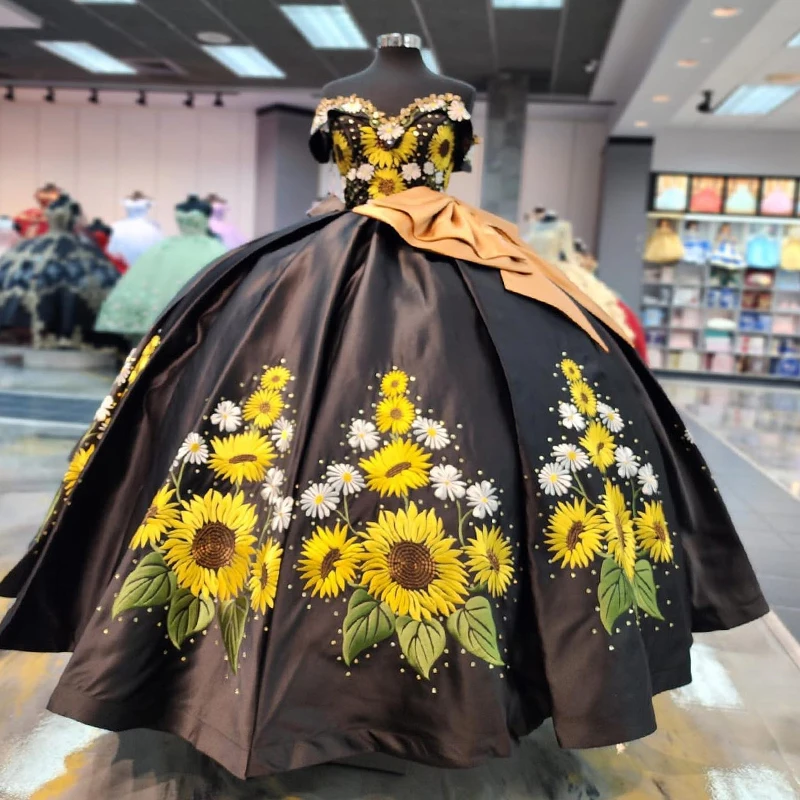 Prom Dress Black Sunflower