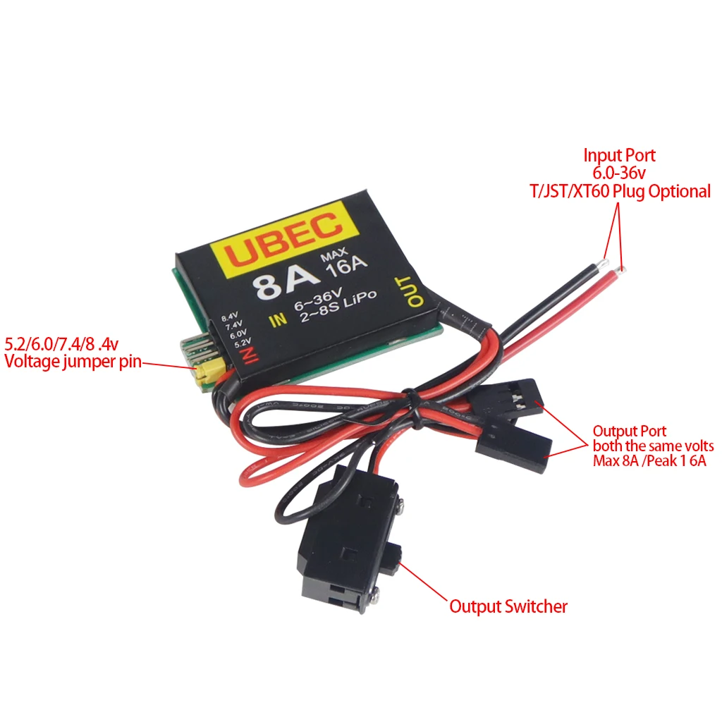 UBEC-8A 2S-6S 6-36V BEC DUAL UBEC 8A/16A 5,2/6,0/7,4 v/8,4 v Servo ...