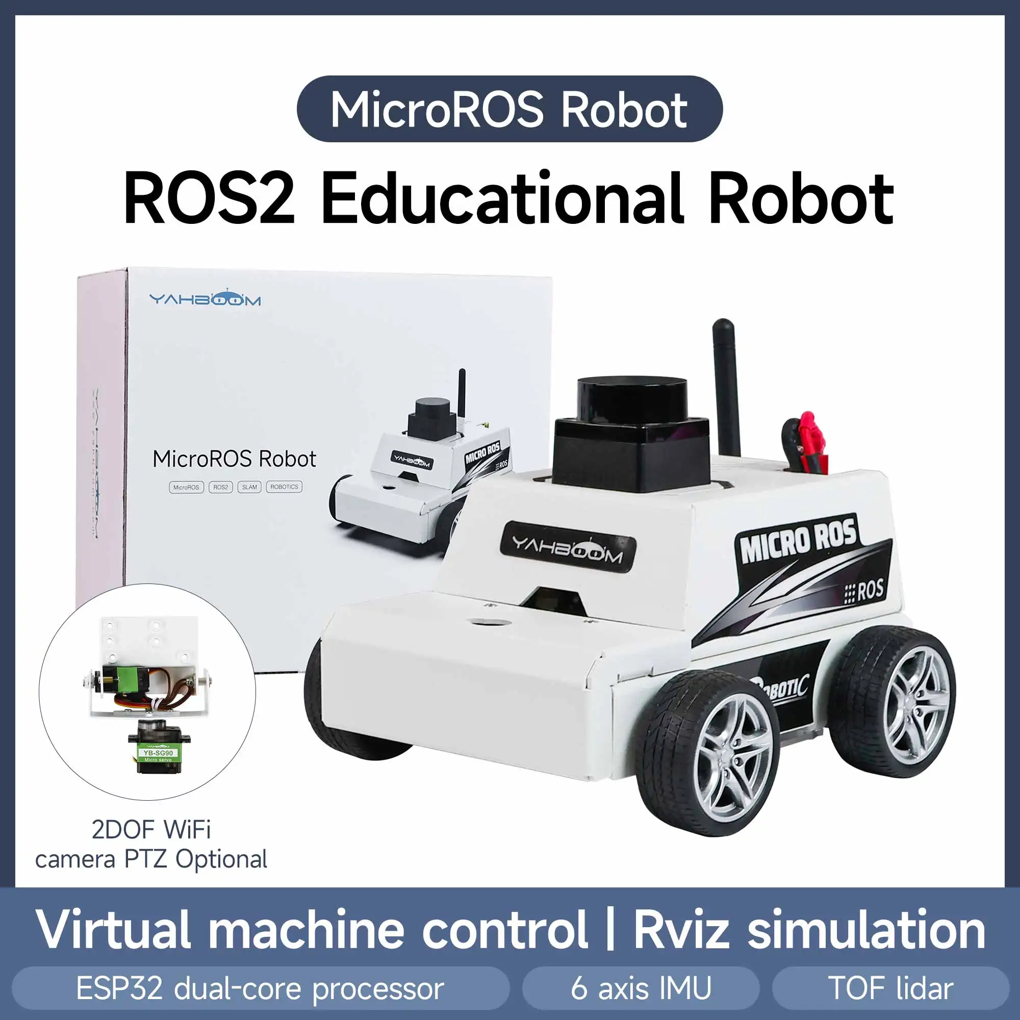 Micro Ros Educational Robot Car Ros2 Humble Pc Virtual Machine System Ai Lidar Slam Mapping