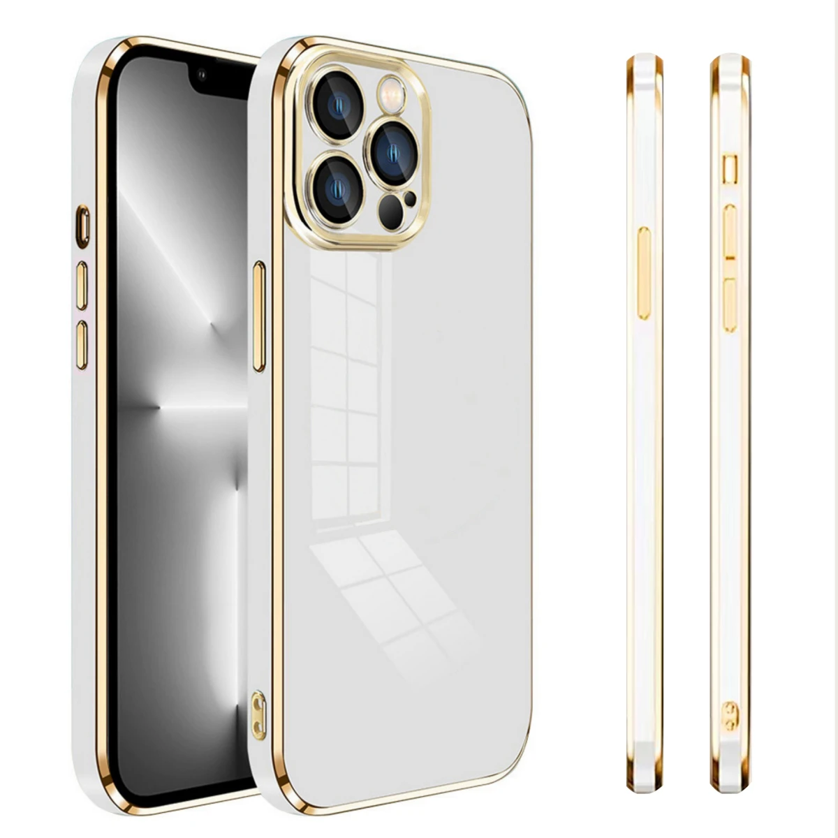 New-Luxurious-Electroplated-6D-TPU-Soft-Case-with-Straight-Edge-Phone ...