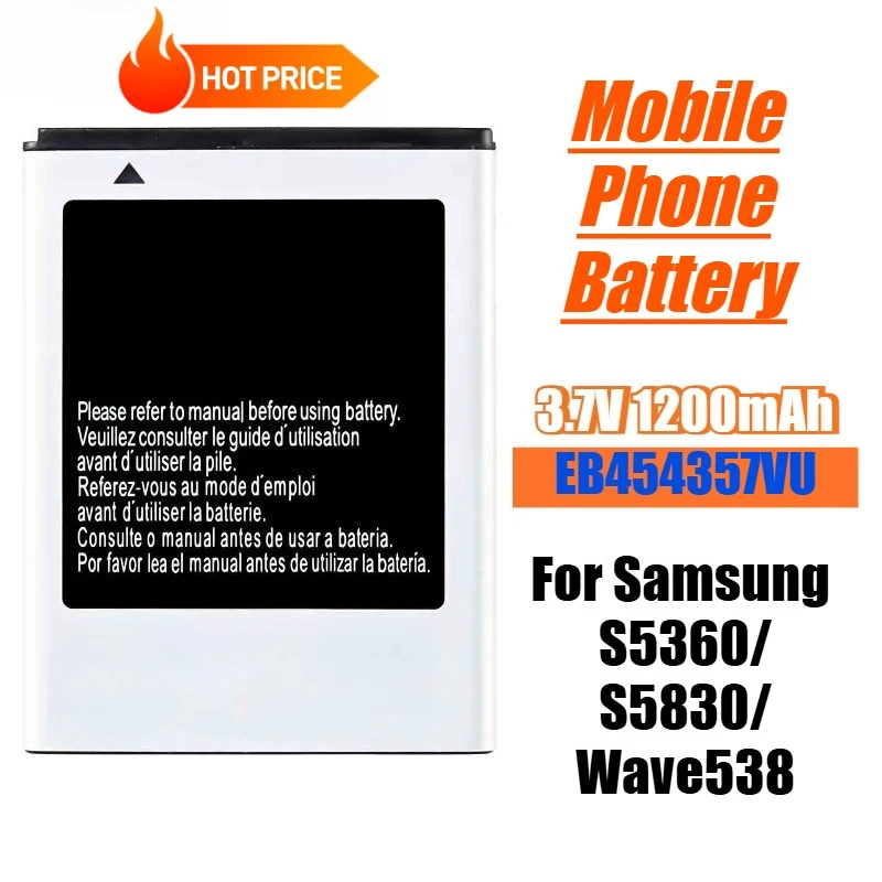 3.7V 1200mAh EB454357VU Mobile Phone Battery for Samsung S5360/S5830 ...