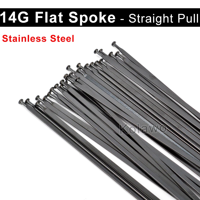 14G-Flat-Spokes-10-20Pcs-Stainless-Steel-Brass-Nipples-Black-Bike ...