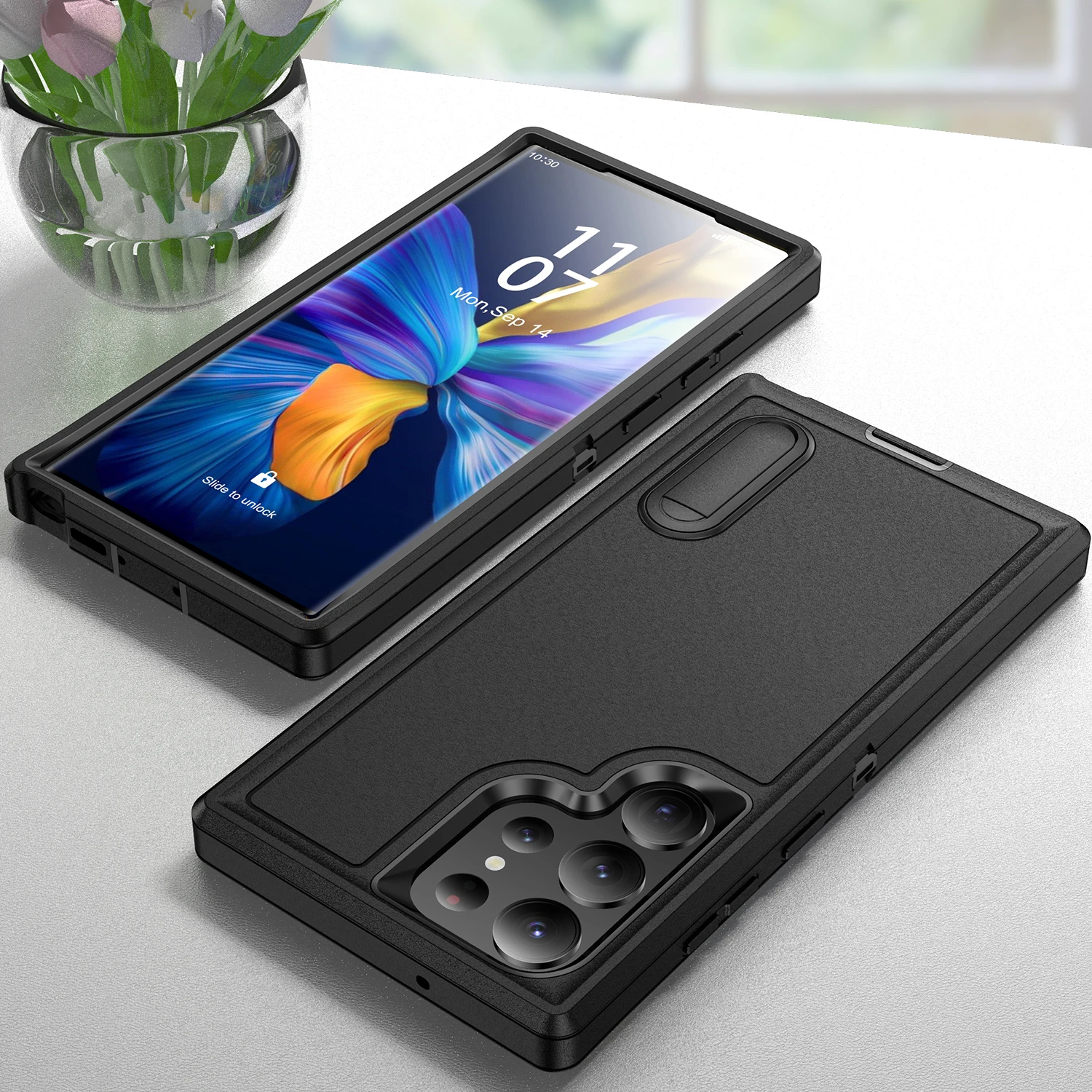 Kickstand-Black-Mobile-Phone-Case-for-Samsung-Galaxy-S24-Ultra-S23-Plus ...