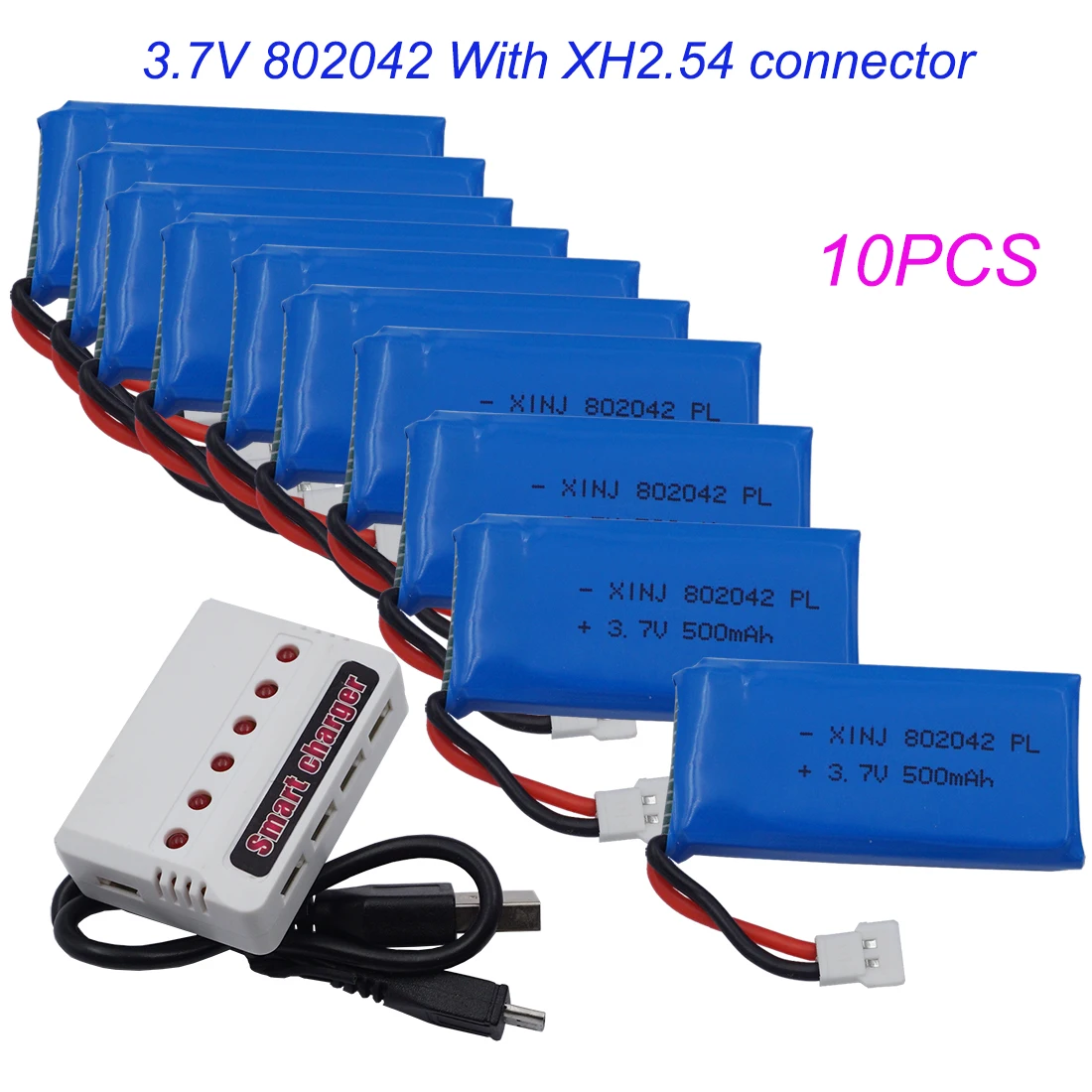 Wholesale 10pcs 3.7V 500mAh 1.85Wh 25C Li Lithium Battery 802042 XH2.54 ...