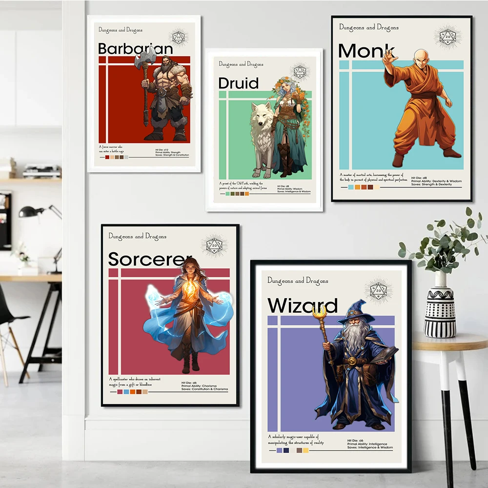 DND-Role-Playing-Game-Characters-Posters-Dragons-and-Warriors-Magic ...