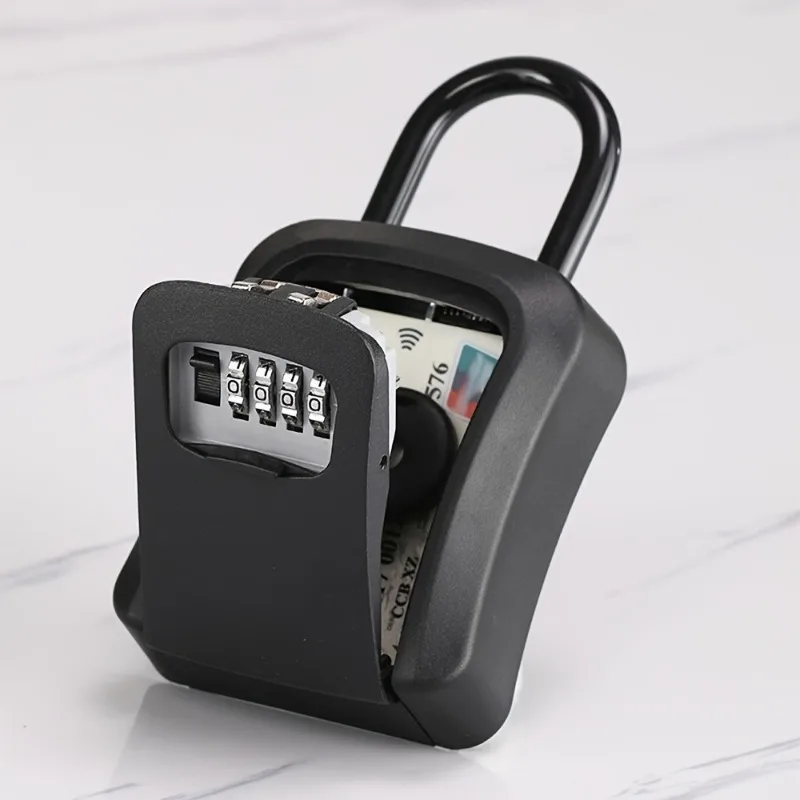 Portable Combination Lock Box Digit Wall Mount Key Safe with Hook ...