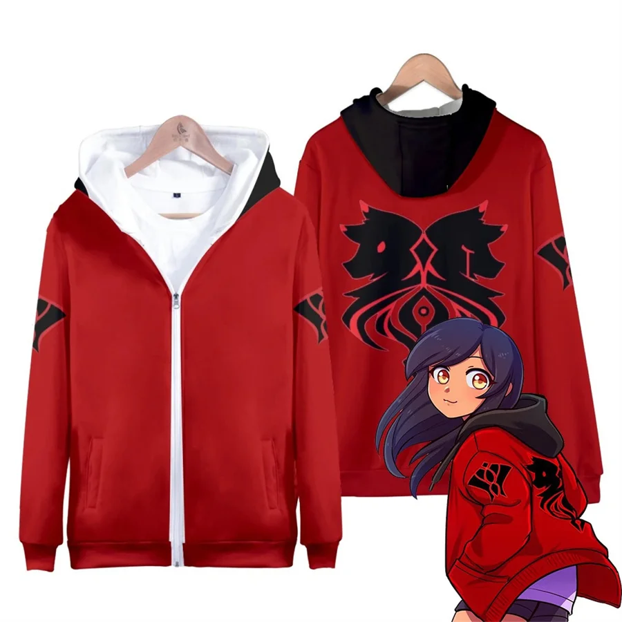 Aphmau Merch Hoodie Zipper Flame Purple And Red 3D Print Jacket Coat ...