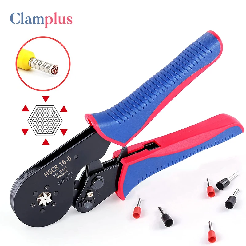 HSC8 16-6 0.08-16mm² 30-5AWG Tubular Terminal Crimping Tools Mini ...