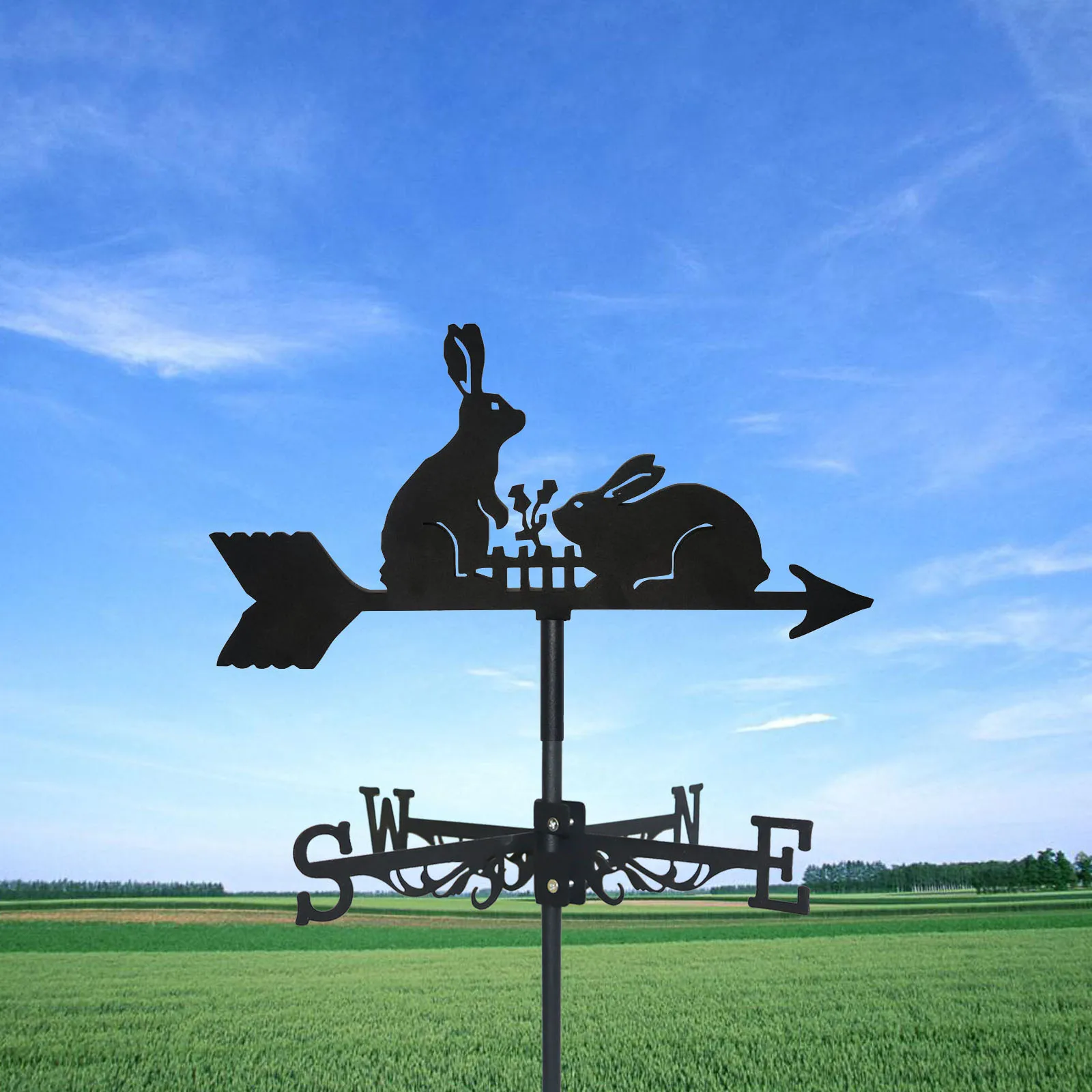 1-Pc-Rabbit-Weathervane-Silhouette-Art-Black-Metal-Wind-Vanes-Outdoors ...