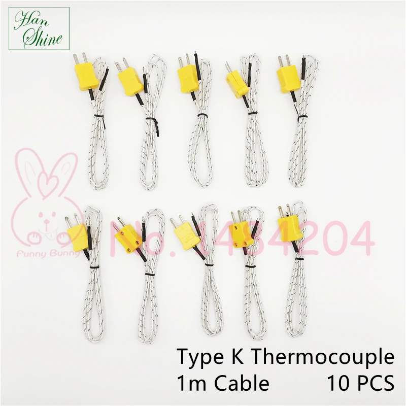 Termopar-Tipo-K-de-10-piezas-400-C-con-conector-en-miniatura-cable-de ...