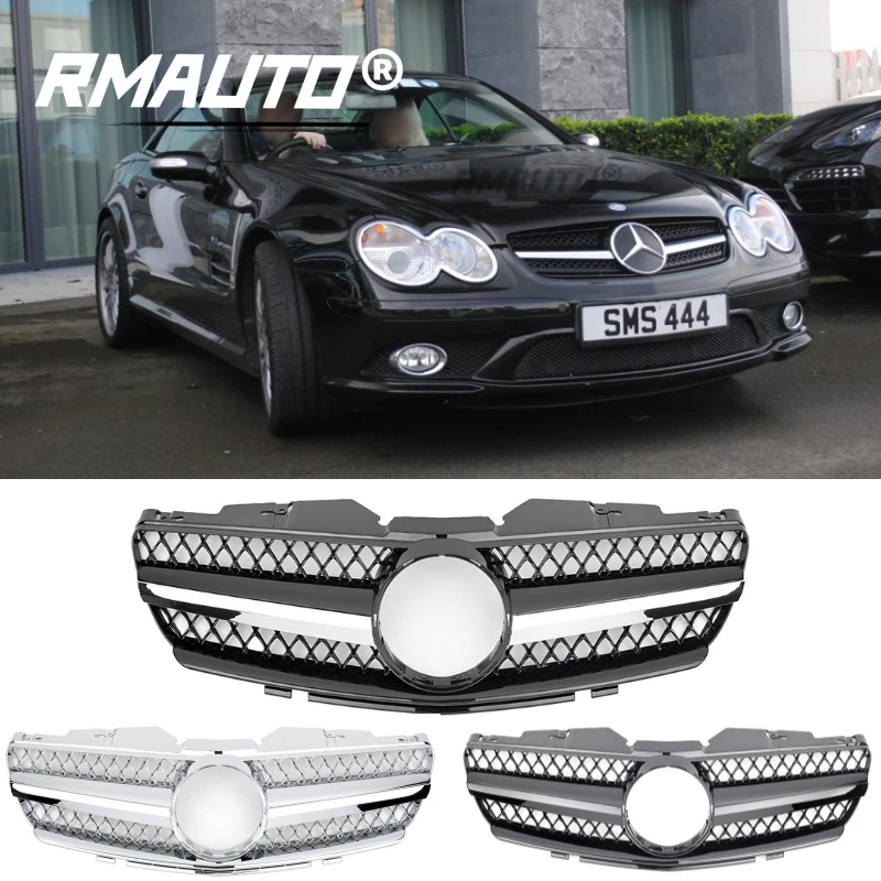 RMAUTO-Car-Front-Grill-Grille-Racing-Grills-Chrome-for-Mercedes-Benz-SL ...