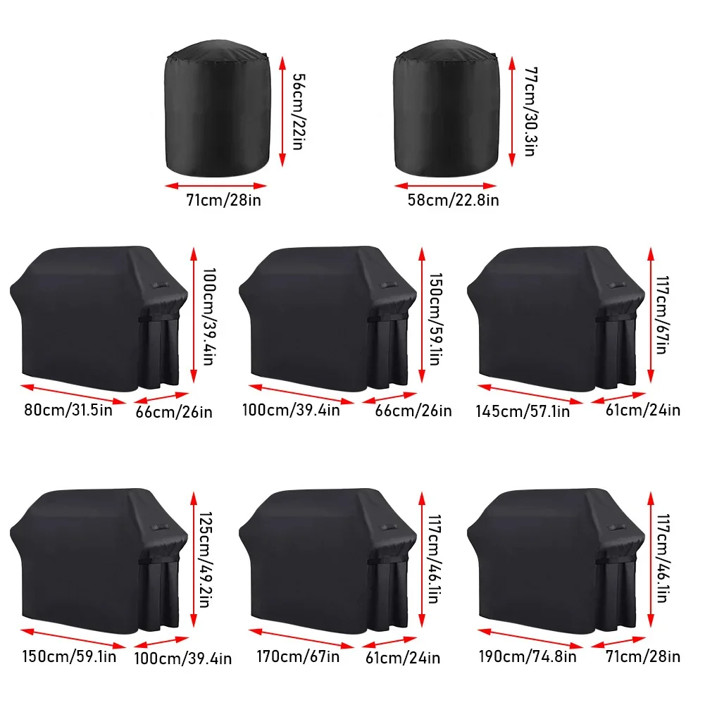 210D BBQ Cover Outdoor Dust Waterproof Weber Heavy Duty Grill Cover ...