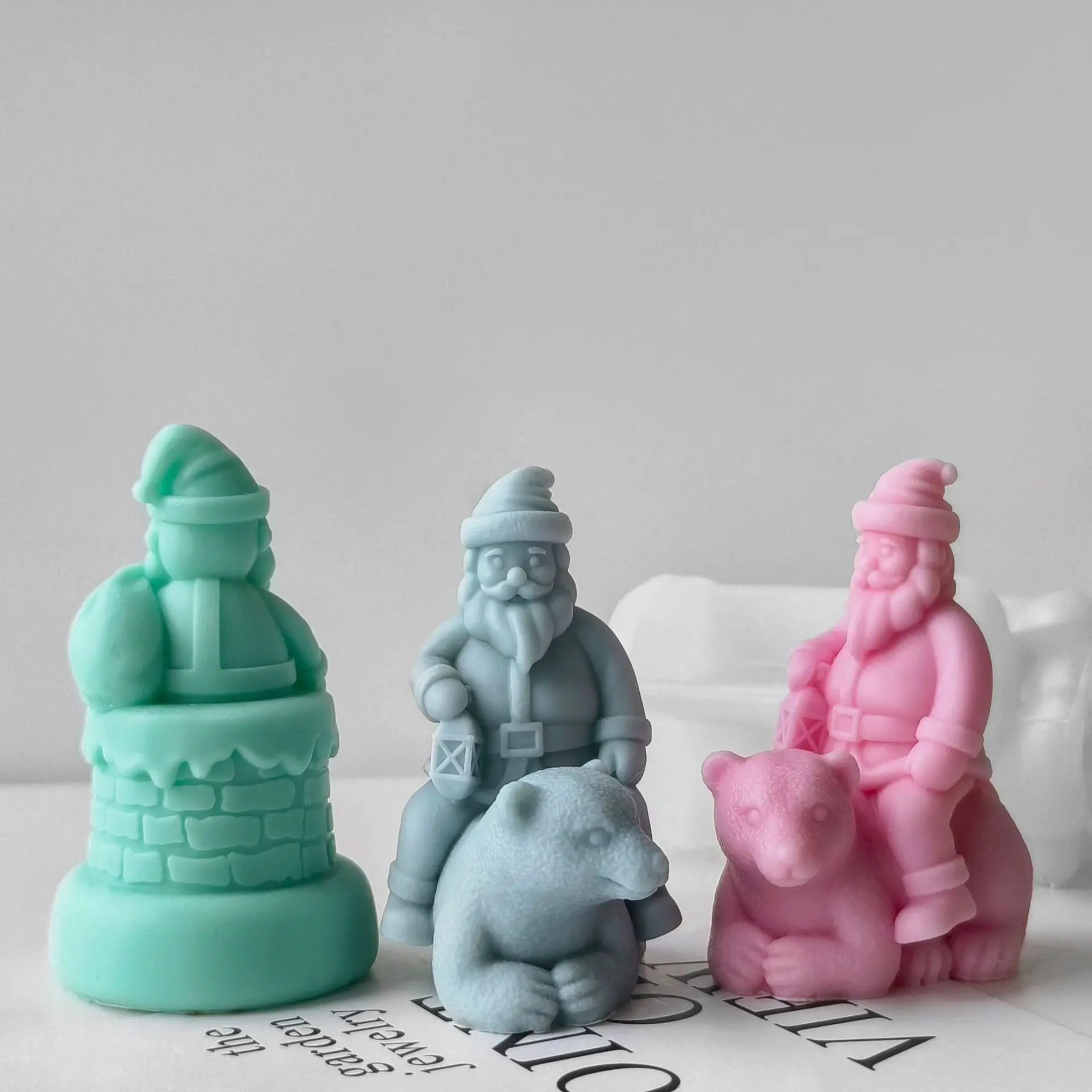 Christmas Santa Claus Silicone Mold Handmade Xmas Decor Candle Plaster ...