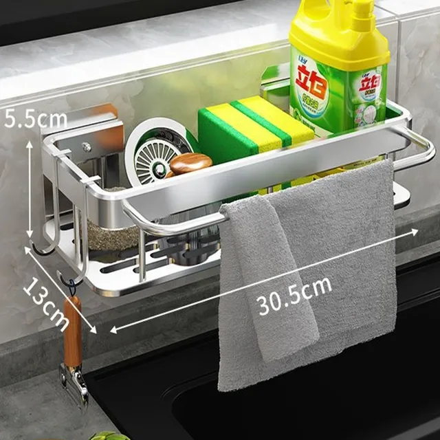 Edénytisztító Állvány Konyhai Függő Rúd Ingyenes Fúró Tárolóhorog ...