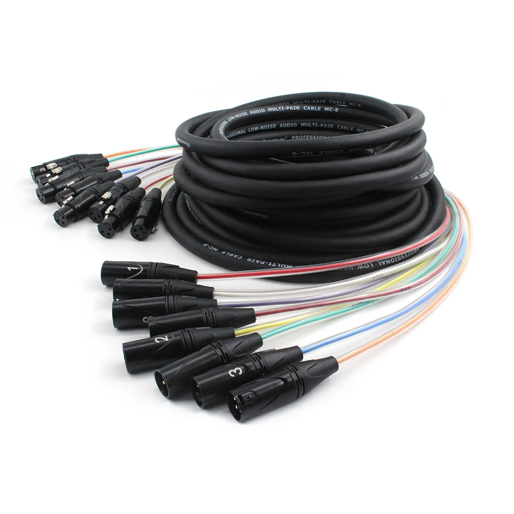 2 4 6 8 12 16 Channel Professional Multi-Media 3 Pin XLR Cable Male To ...