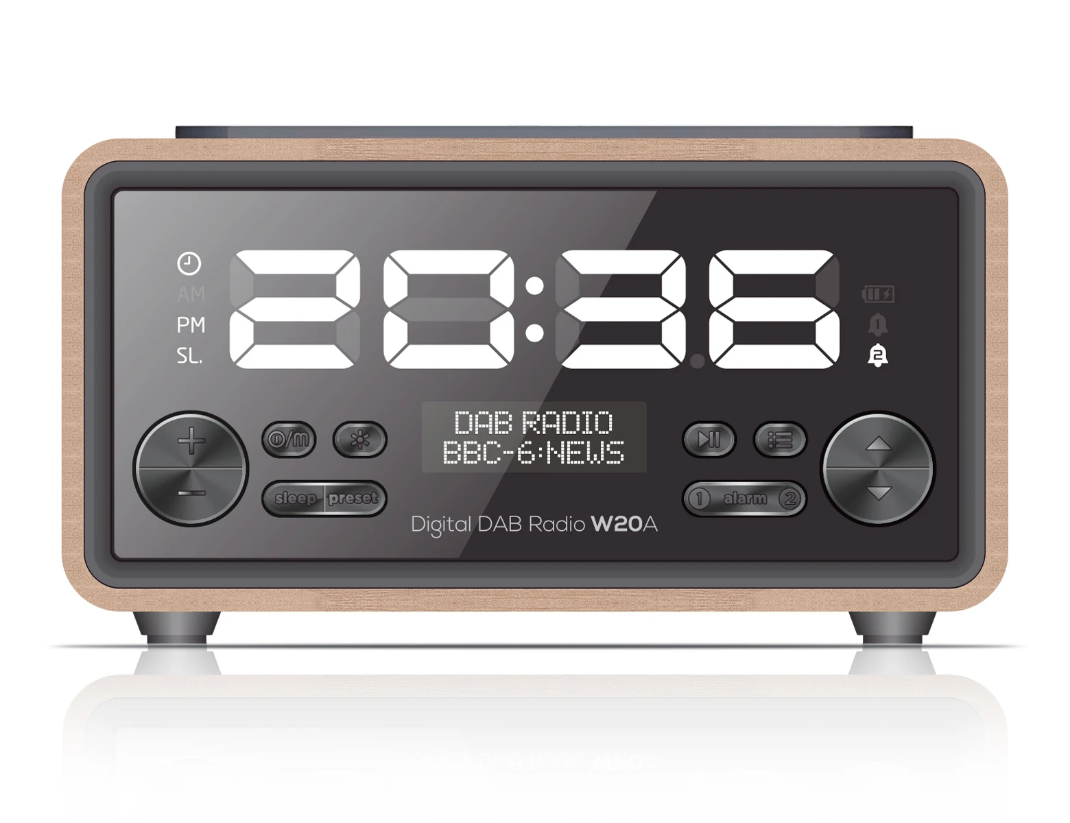 LED bedside alarm clock wake-up radio DAB/FM/wireless charging ...
