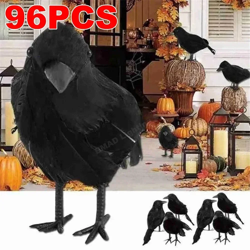 Small-Simulation-Fake-Bird-Realistic-Halloween-Black-Crow-Model-Home ...
