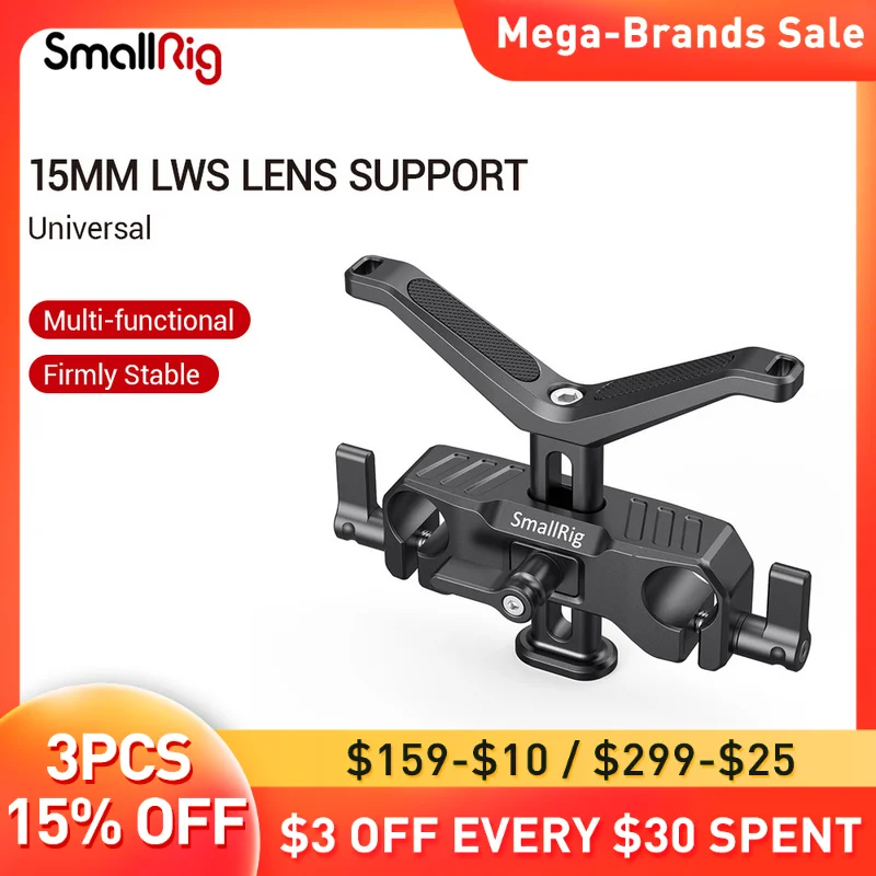 Smallrig 15mm Lws Universal Lens Support With 15mm Rod Clamp For Camera ...