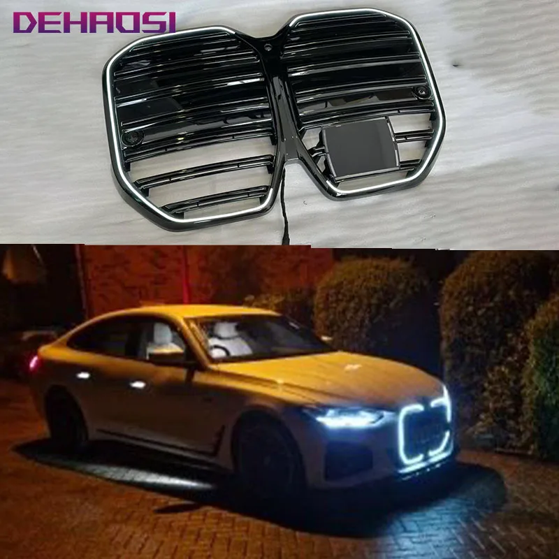 Gloss Black Front Bumper Kidney LED Grille Grill For BMW 4 Series G26 4 ...