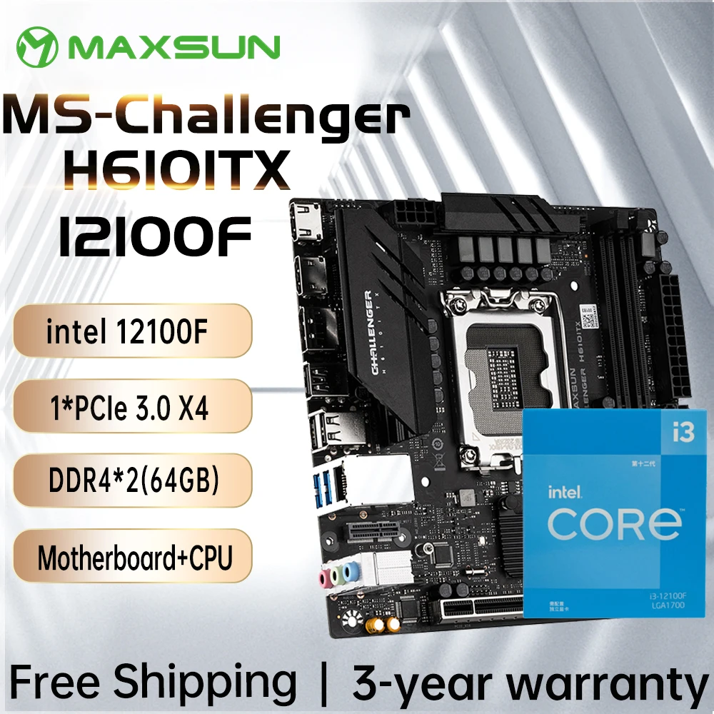Maxsun-Mini-Gaming-Motherboard-Set-H610-ITX-com-Intel-i3-12100F-LGA1700 ...