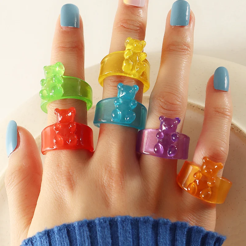 Women-s-Cute-Candy-Color-Animal-Ring-Romantic-Bear-Rings-Creative ...