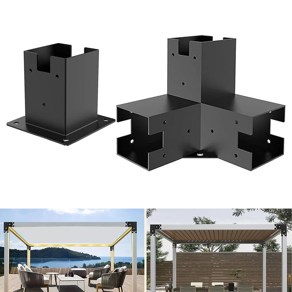 Brackets 1set Right Angle Corner Bracket With Pergola Post Base Kit For ...