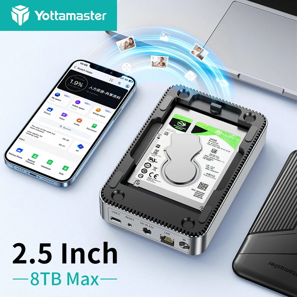 Yottamaster-Network-Storage-with-2-5-inch-SATA-Hard-Drive-Enclosure-NAS ...