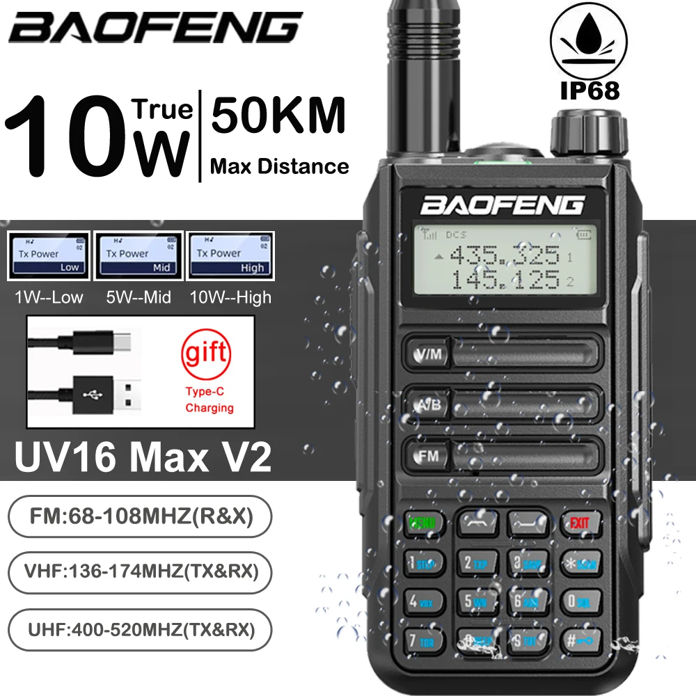 2024-Baofeng-UV16-Max-V2-10W-High-Power-Waterproof-Walkie-Talkie-Two ...