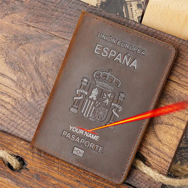 Genuine-Leather-Spain-Personalised-Passport-Cover-Crazy-Horse-Funda ...