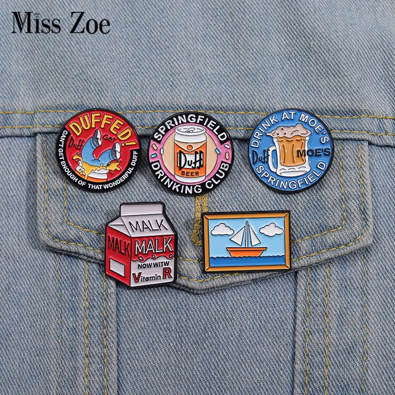 Spring-Field-Drinking-Club-Enamel-Pins-Custom-Beer-Coke-Milk-Sailing ...