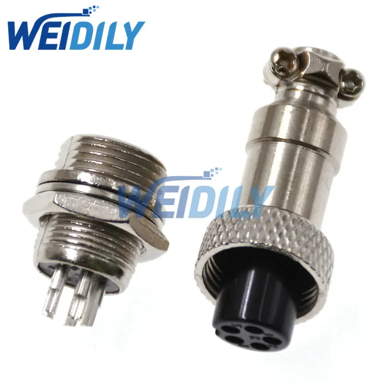 2Sets GX12 5 Pin Male & Female 12mm Wire Panel Connector Aviation Plug ...