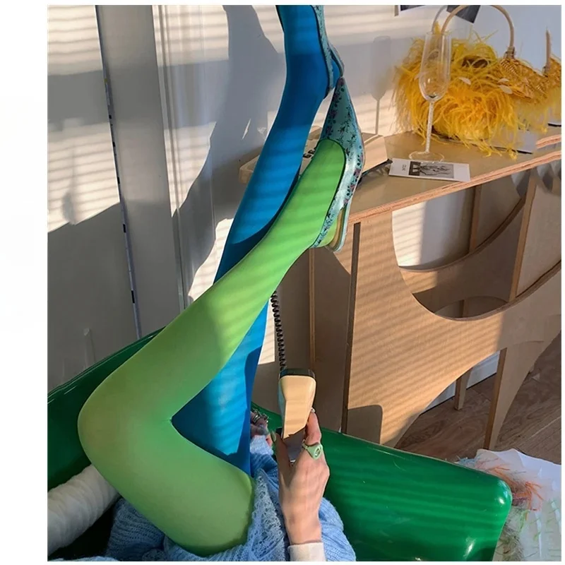 Contrast-Color-Asymmetric-Patchwork-Tights-Punk-Style-Velvet-Stockings ...